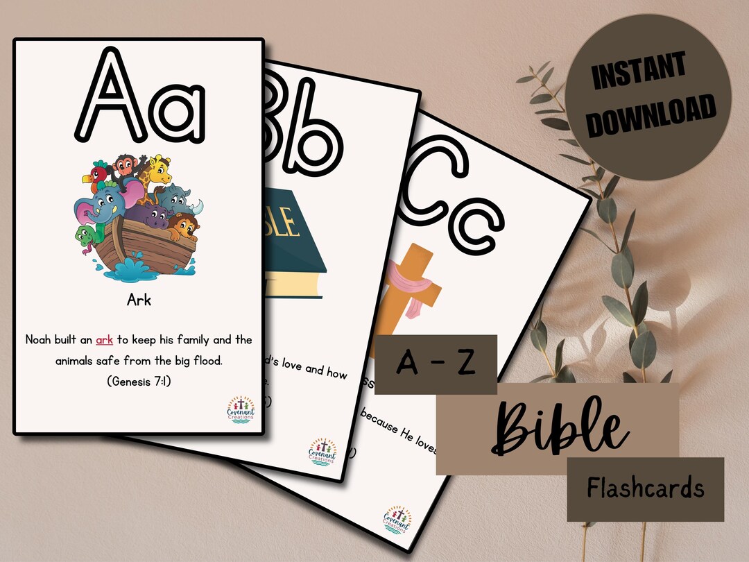 A-Z Bible Flashcards for Kids | Christian Alphabet Learning | Scripture ...