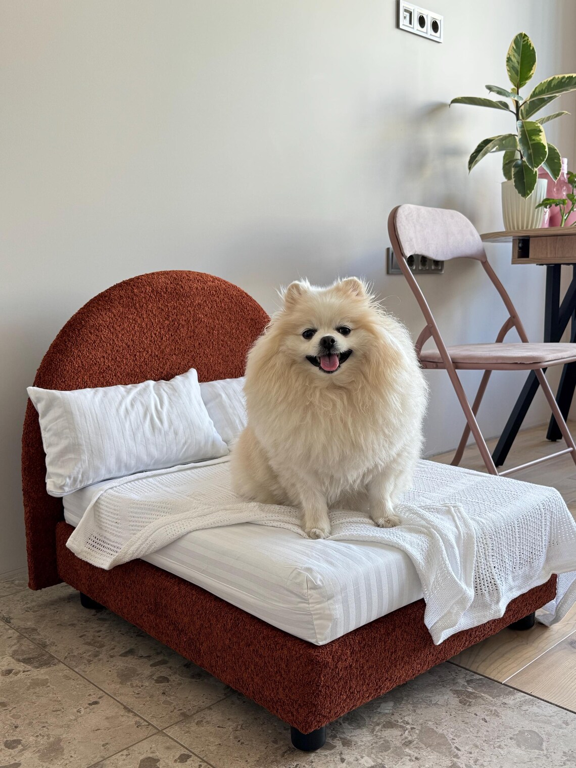 Handmade Wooden Pet Bed With Mattress, Cozy and Stylish, Perfect Gift ...