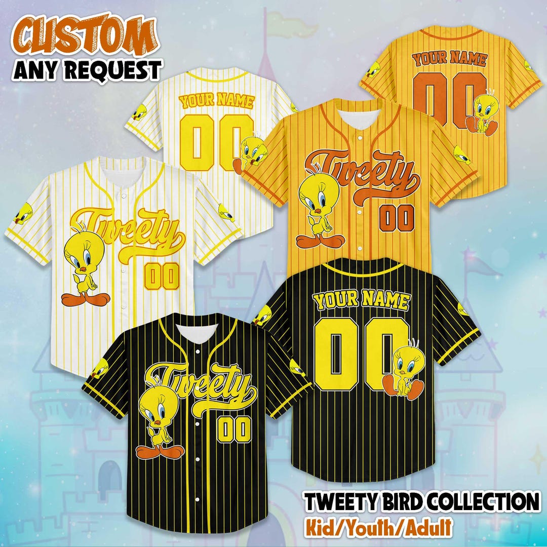 Custom Tweety Bird Collection Baseball Jersey, Custom Tweety Jersey ...