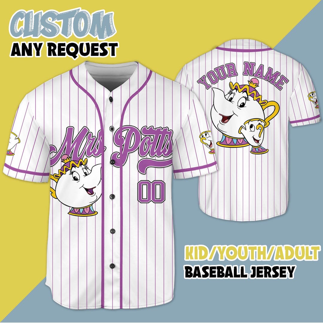 Personalized Mrs Potts and Chip Beauty and the Beast Baseball Jersey ...