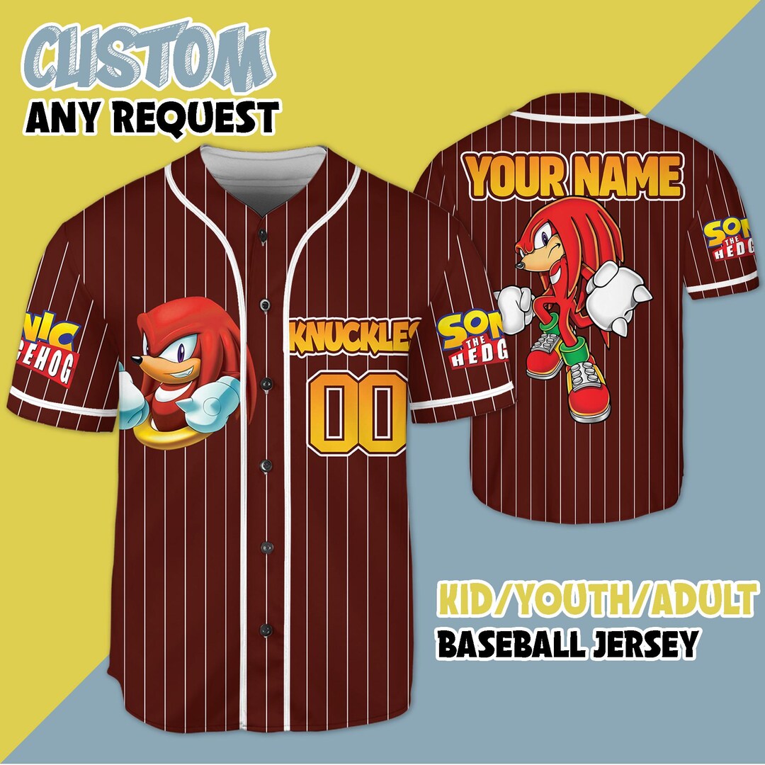 Personalized the Hedgehog Knuckles Baseball Jersey, Custom Knuckles ...