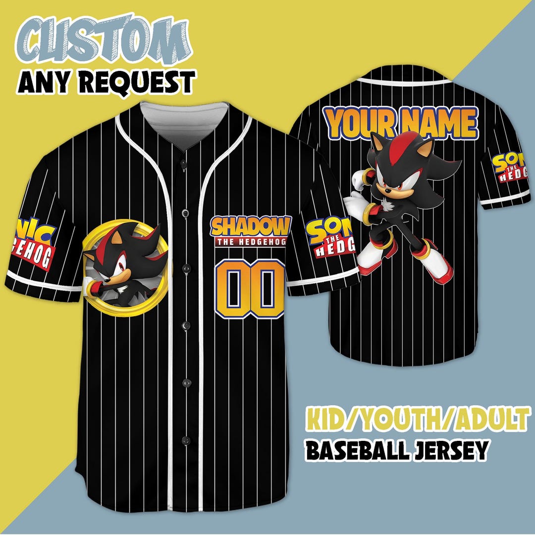 Personalized the Hedgehog Shadow Baseball Jersey, Custom Shadow ...