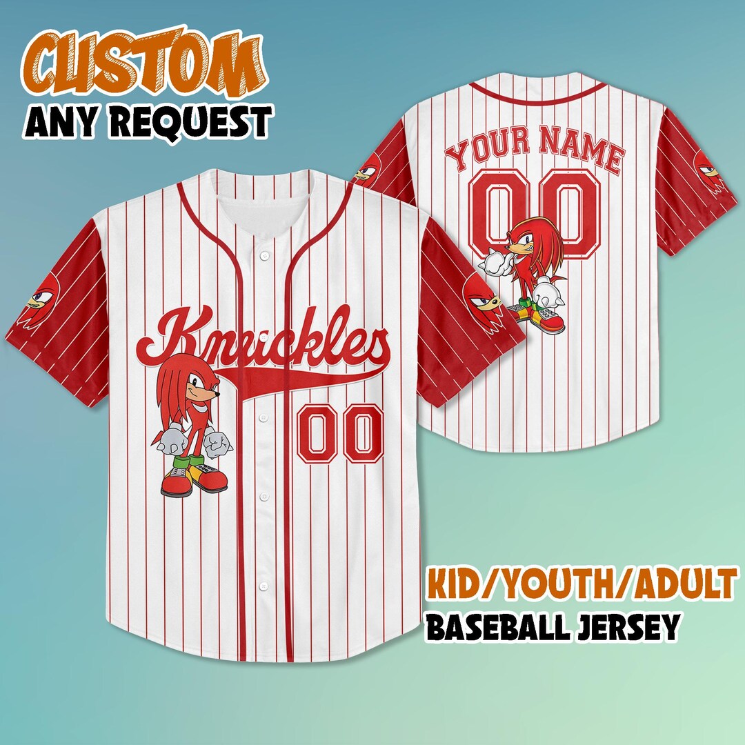 Personalized the Hedgehog Knuckles Baseball Jersey, Custom Knuckles ...