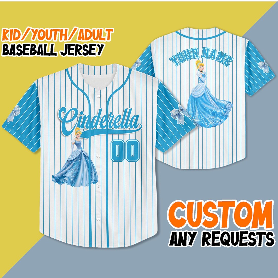 Custom Disney Princess Cinderella Baseball Jersey, Personalized Disney ...