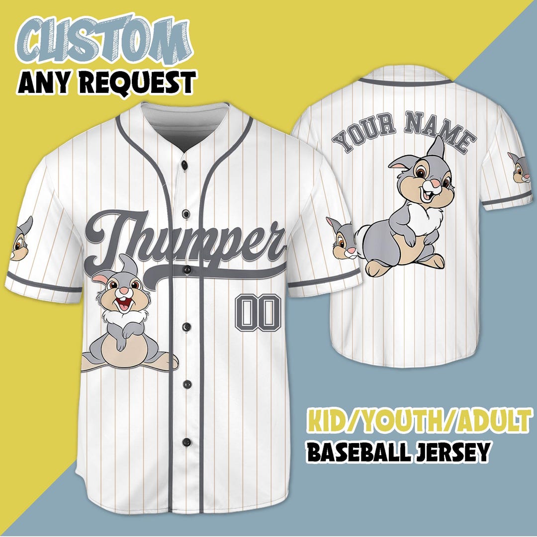 Personalized Disney Bambi Thumper Baseball Jersey, Custom Bambi Thumper ...