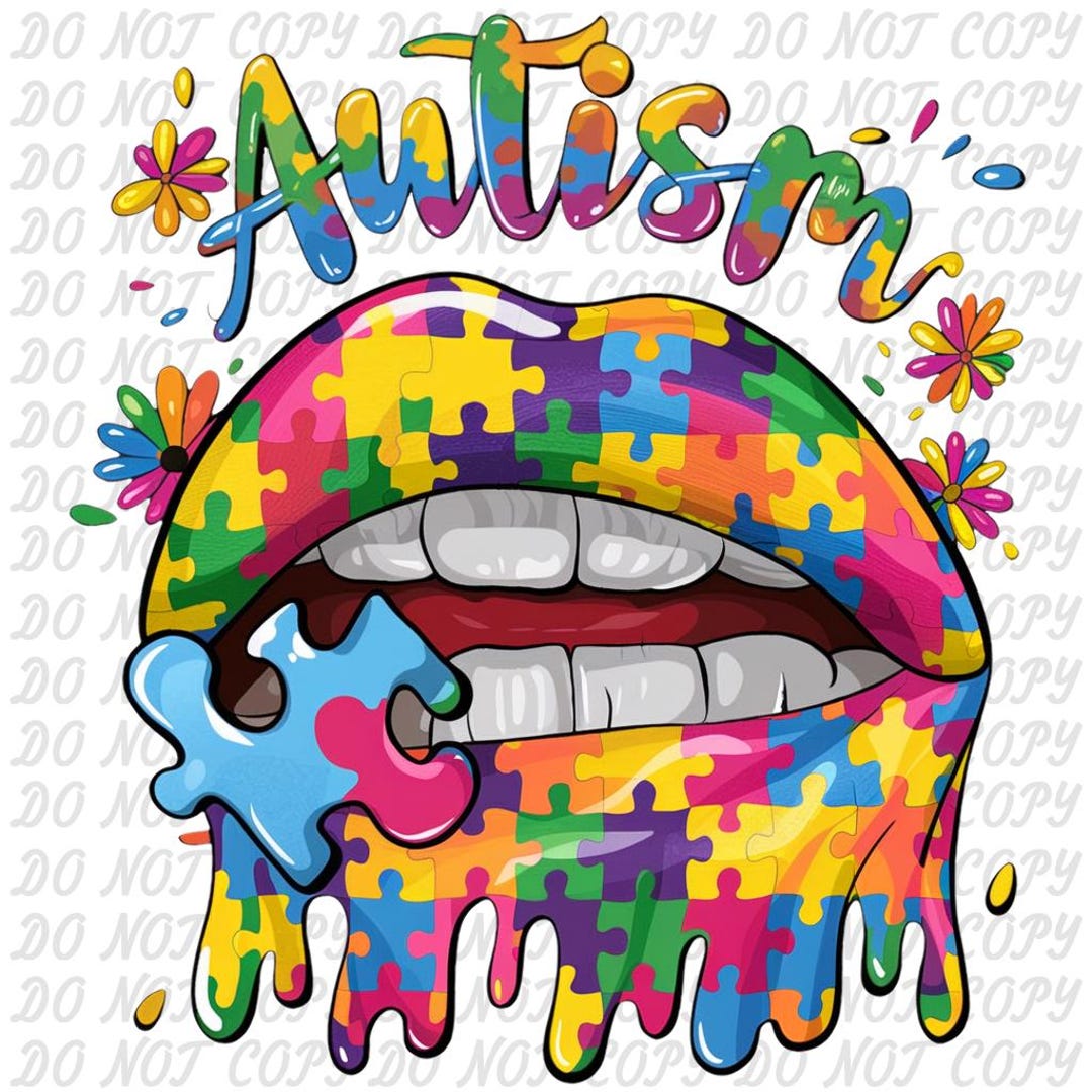 Autism Dripping Lips Png Design, Autism Lips Png - Etsy