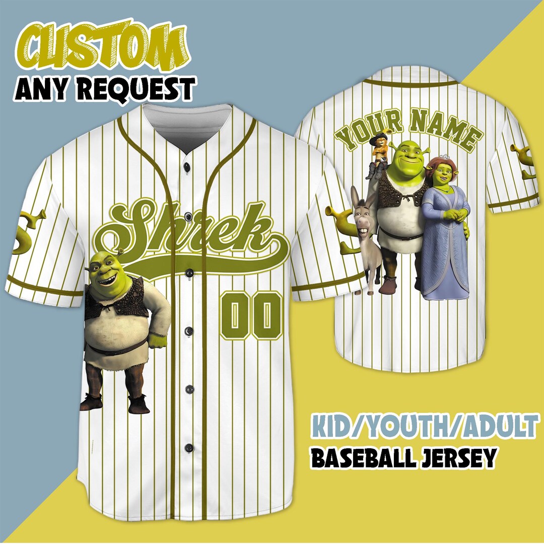 Custom Disney Shrek Baseball Jersey, Movie Cartoon Shrek Jersey Shirt ...
