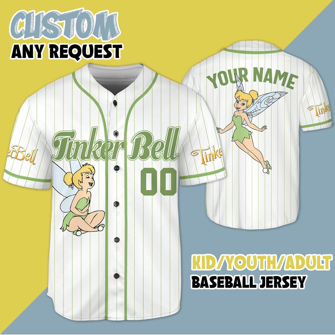 Personalized Disney Tinkerbell Baseball Jersey, Custom Tinkerbell ...