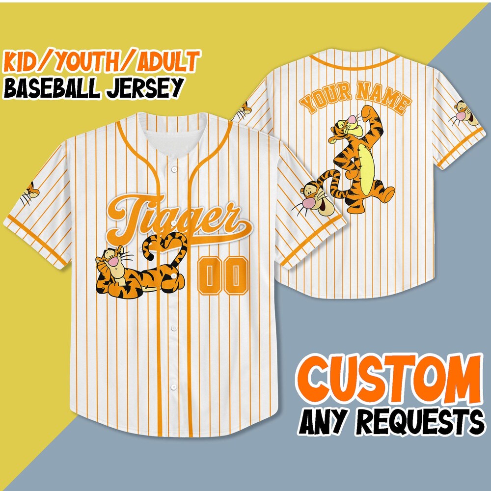 Personalized Winnie The Pooh Tigger Baseball Jersey, Custom Disney ...
