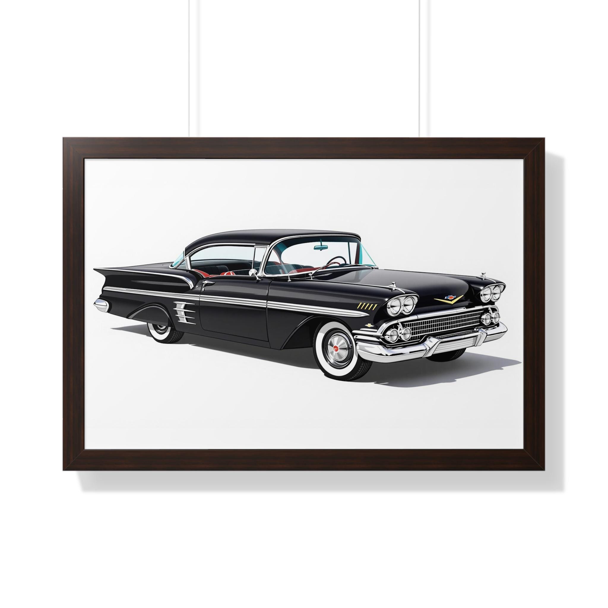 1958 Chevrolet Impala Classic Car Poster, Framed Print Wall Art, Man ...