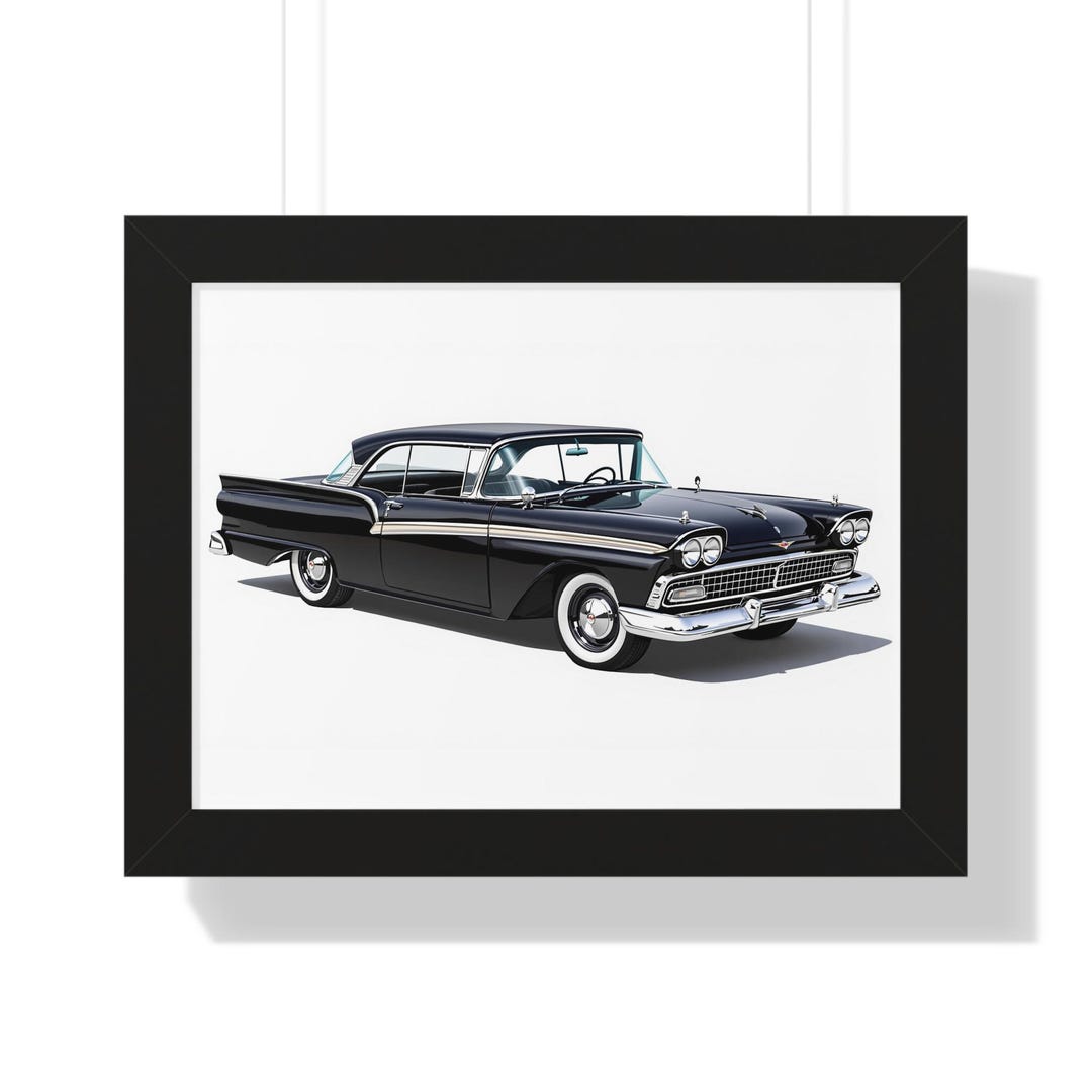 1958 Ford Fairlane Classic Car Poster, Framed Print Wall Art, Man Cave ...