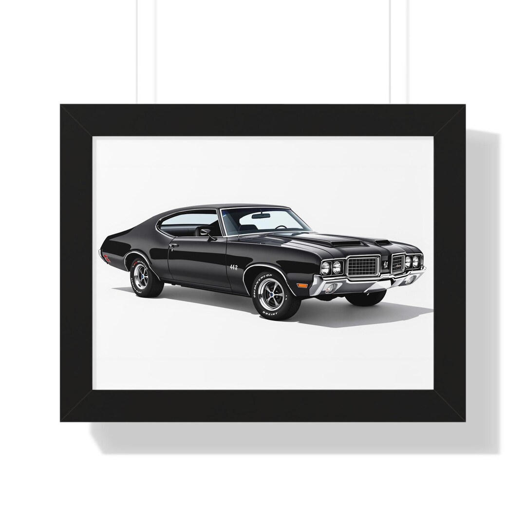 1970 Oldsmobile 442 Classic Car Poster, Framed Print Wall Art, Man Cave ...
