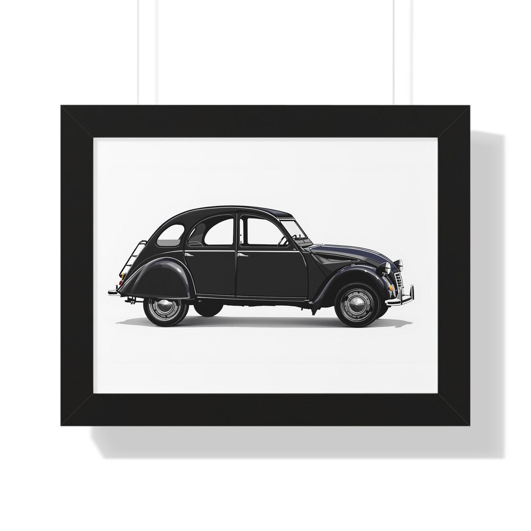 1955 Citroen 2CV Classic Car Poster, Framed Print Wall Art, Man Cave ...