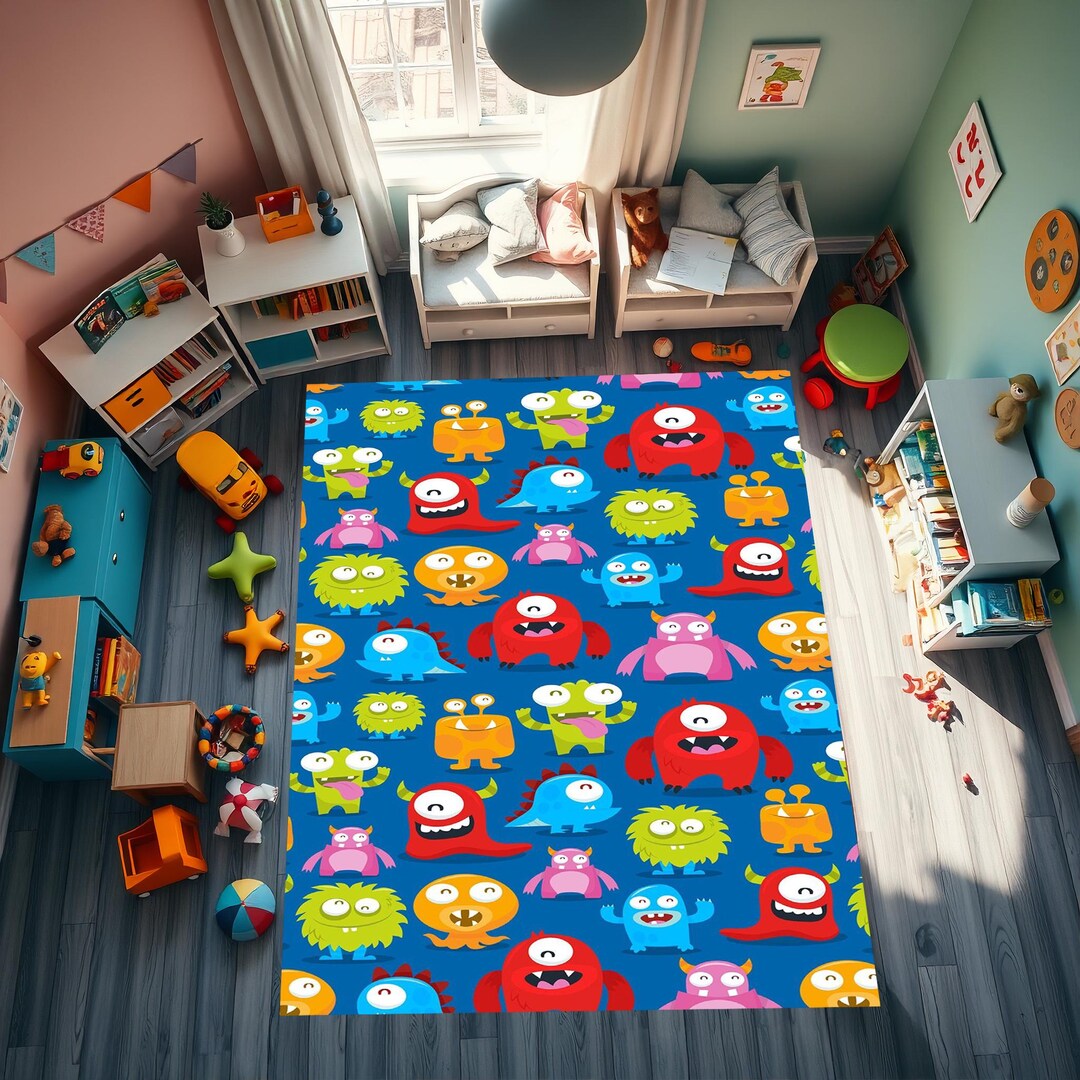 Monster Rug, Play Area Rug, Kids Room Rug, Kids Room Decor, Baby Room ...