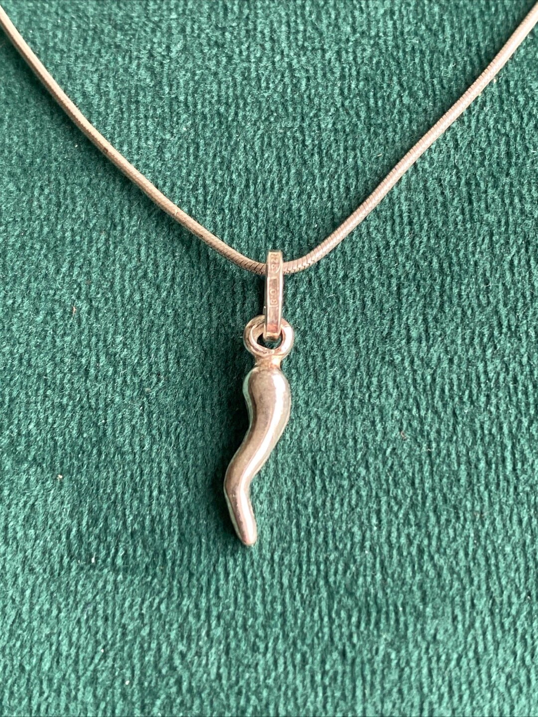Italian Sterling Silver Cornicello Necklace – “OB 925 Italy” Maker’s ...