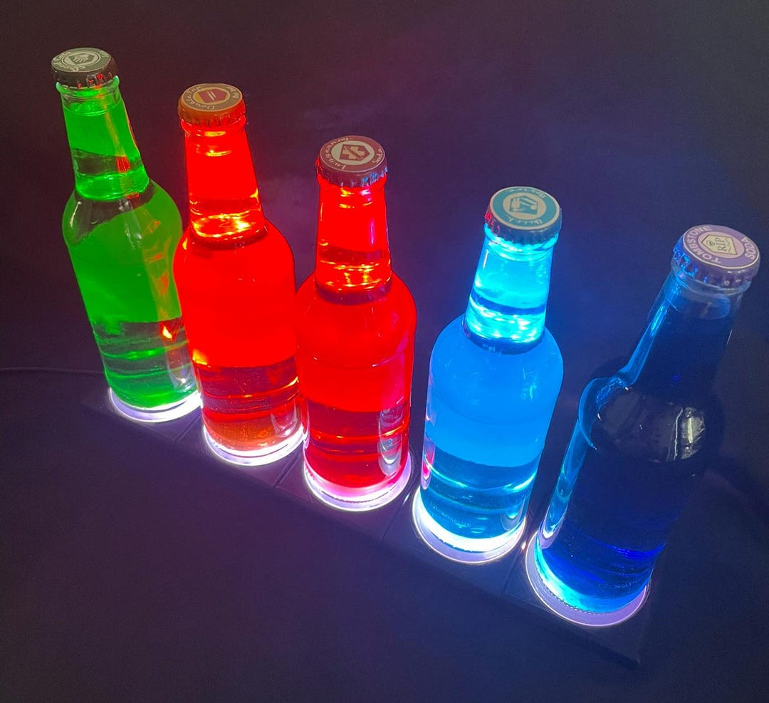 LED Light-up Display Stand/coasters set of 5 Showcase Bottles, Cards ...