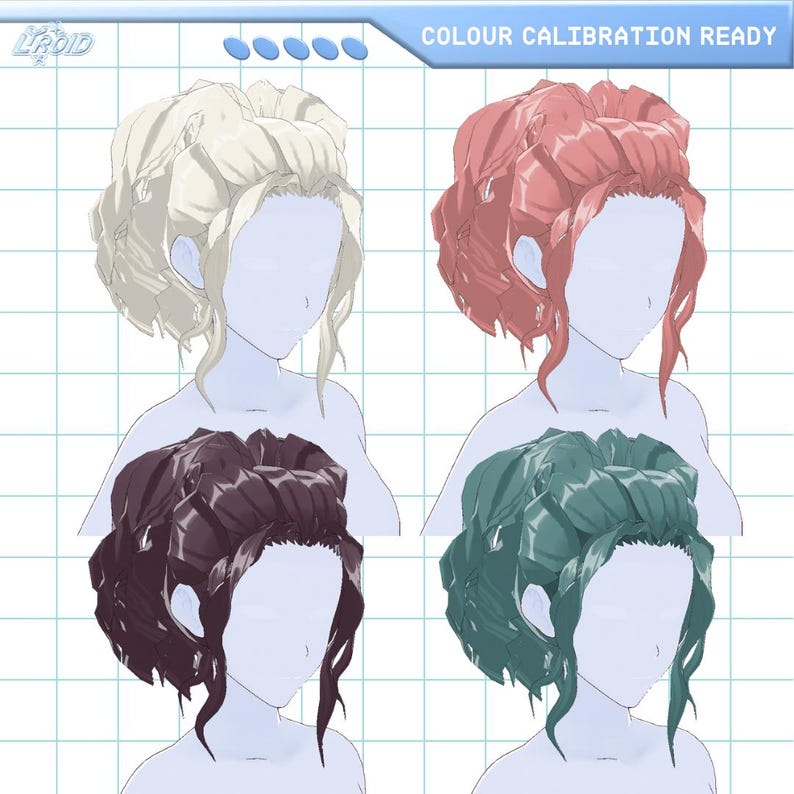 Vroid Hair Preset | Fluffy Curly High Ponytail Hairstyle With Physics ...