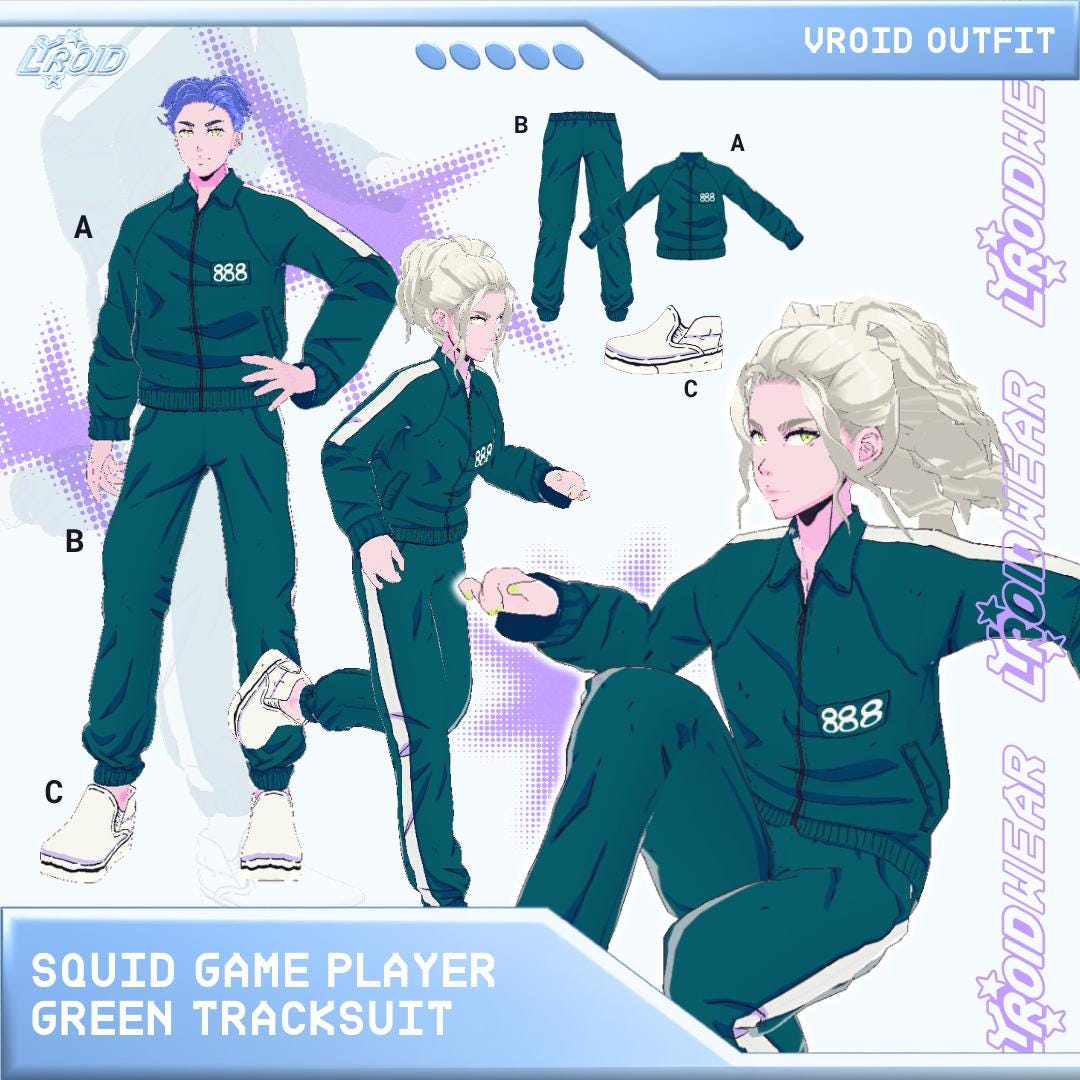 Squid Game Player Green Tracksuit Vroid Outfit | Vroid Clothes ...