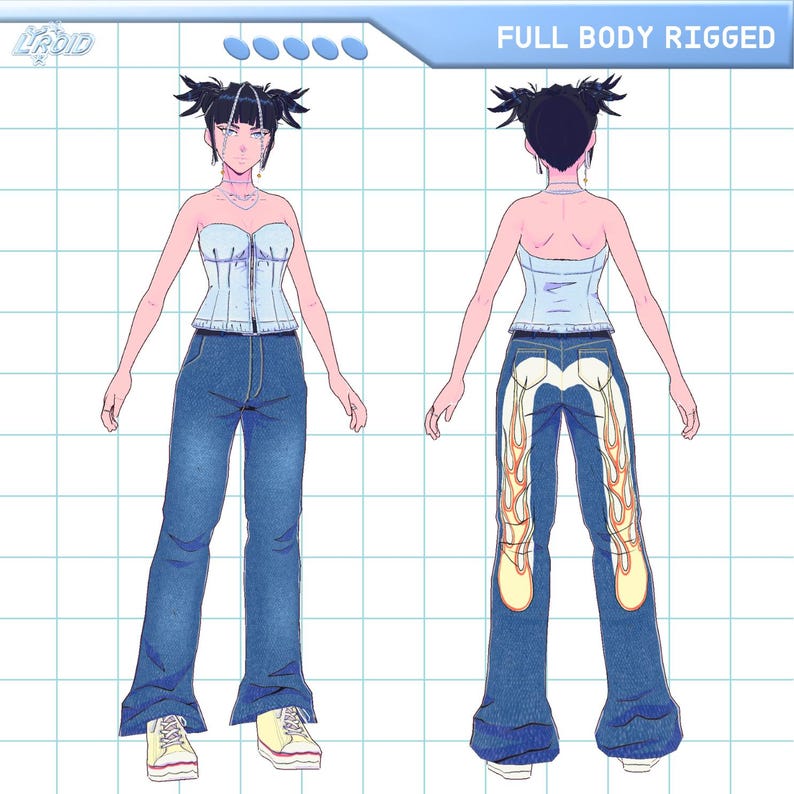 Xenia Y2K Pre-made 3D Vroid VRM Model | Vrchat Avatar | 3D Vtuber Model ...