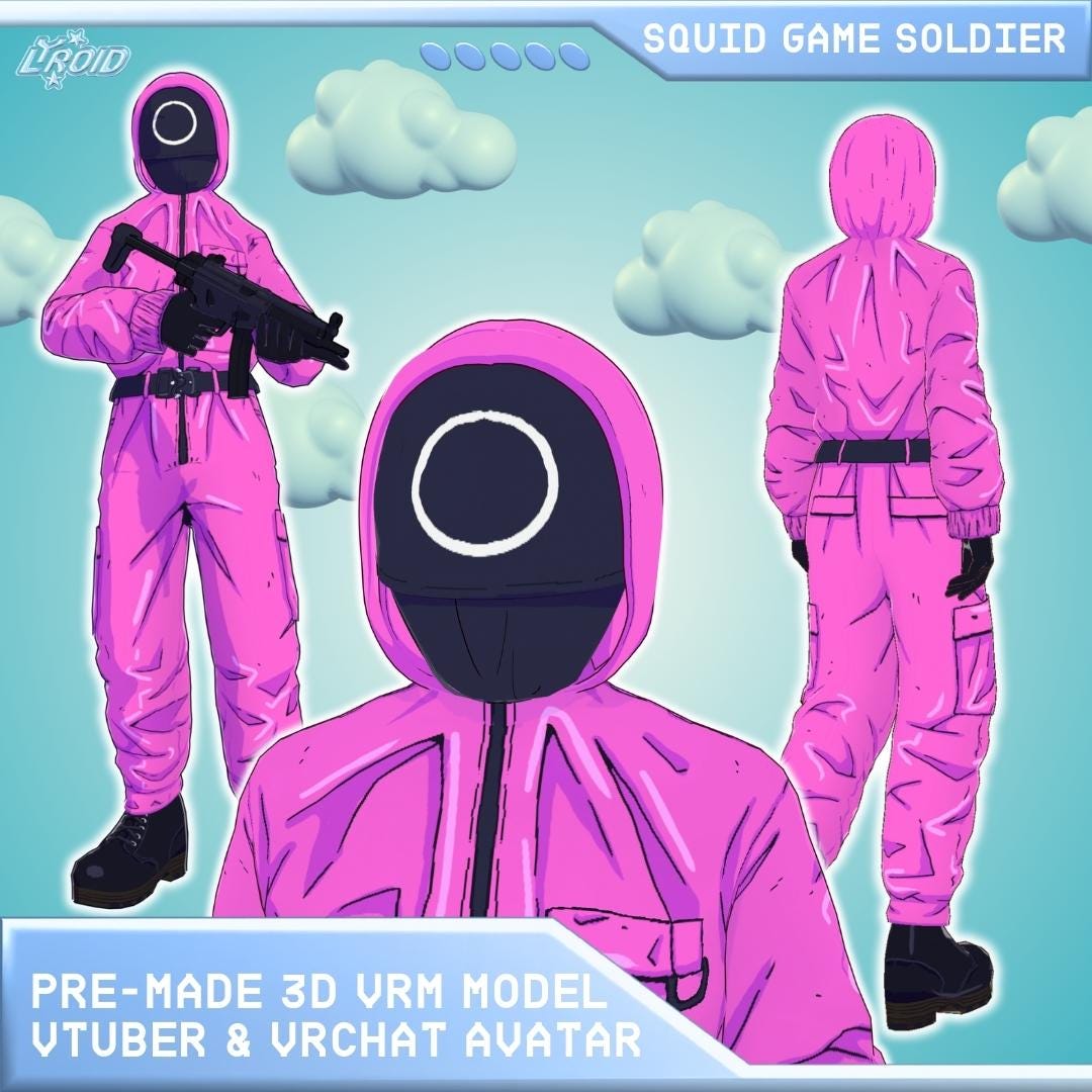 Squid Game Soldier Pre-made 3D Vroid VRM Model | Vrchat Avatar | 3D ...