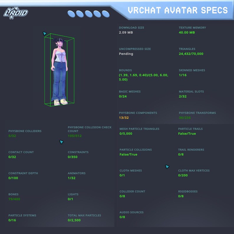 Xenia Y2K Pre-made 3D Vroid VRM Model | Vrchat Avatar | 3D Vtuber Model ...