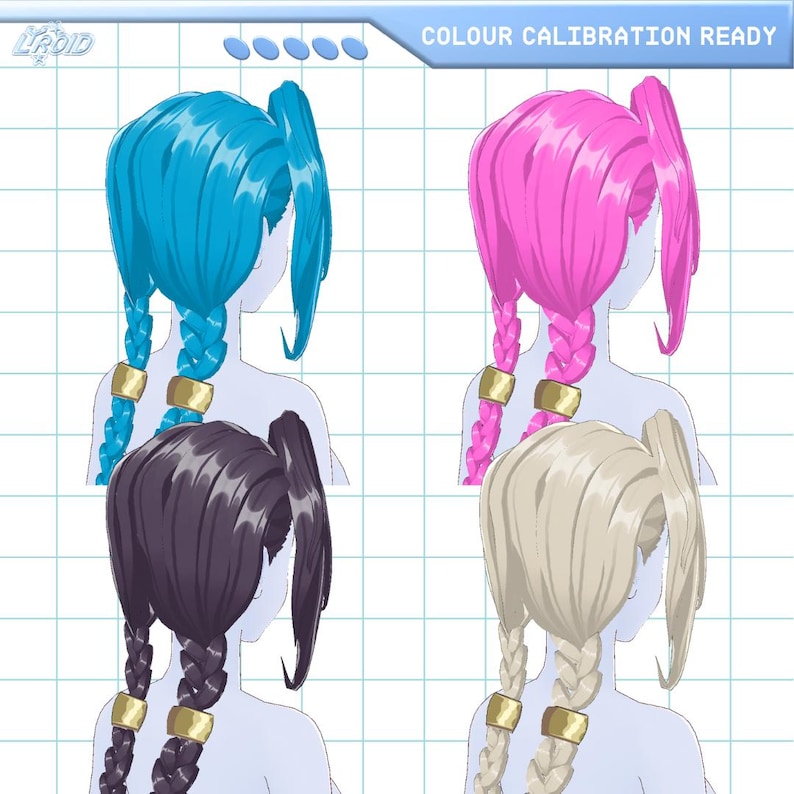Vroid Hair Preset | Jinx Long Twin Braids Hairstyle With Physics ...