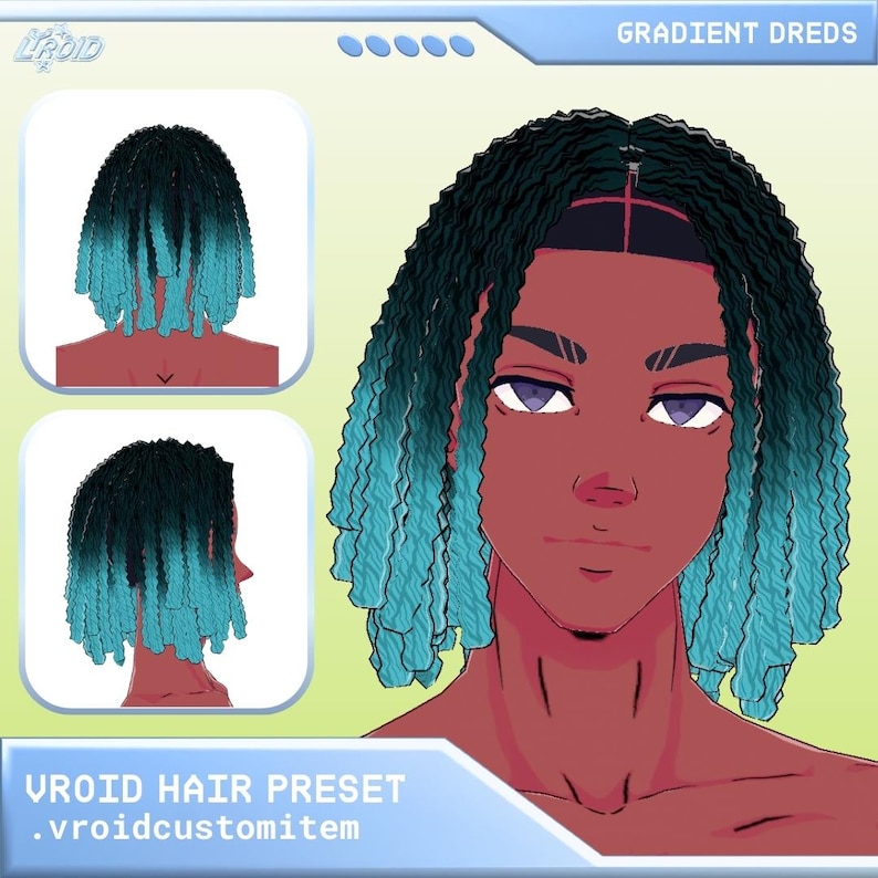 Vroid Hair Preset | Gradient Locs Hairstyle With Physics | Vroid Studio ...