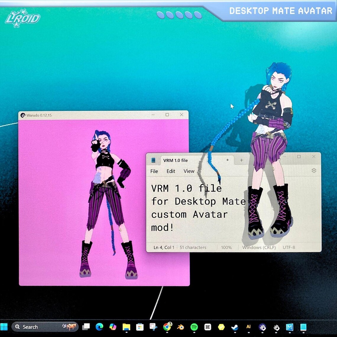 Jinx Pre-made 3D Vroid VRM Model | Vrchat Avatar | 3D Vtuber Model ...