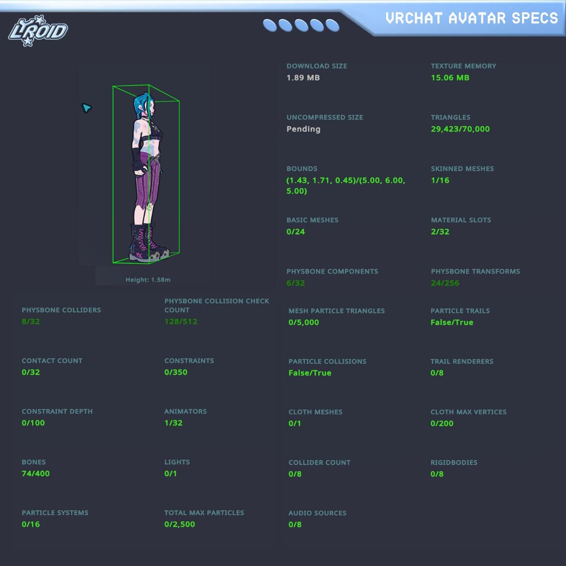 Jinx Pre-made 3D Vroid VRM Model | Vrchat Avatar | 3D Vtuber Model ...