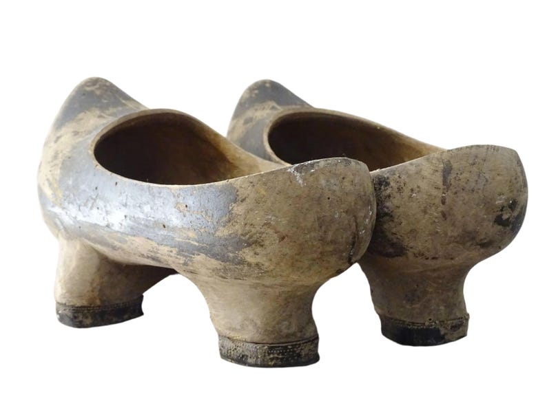 11" Vintage Spanish Cantabrian Albarcas Wooden Shoes, Old Wood Clogs ...