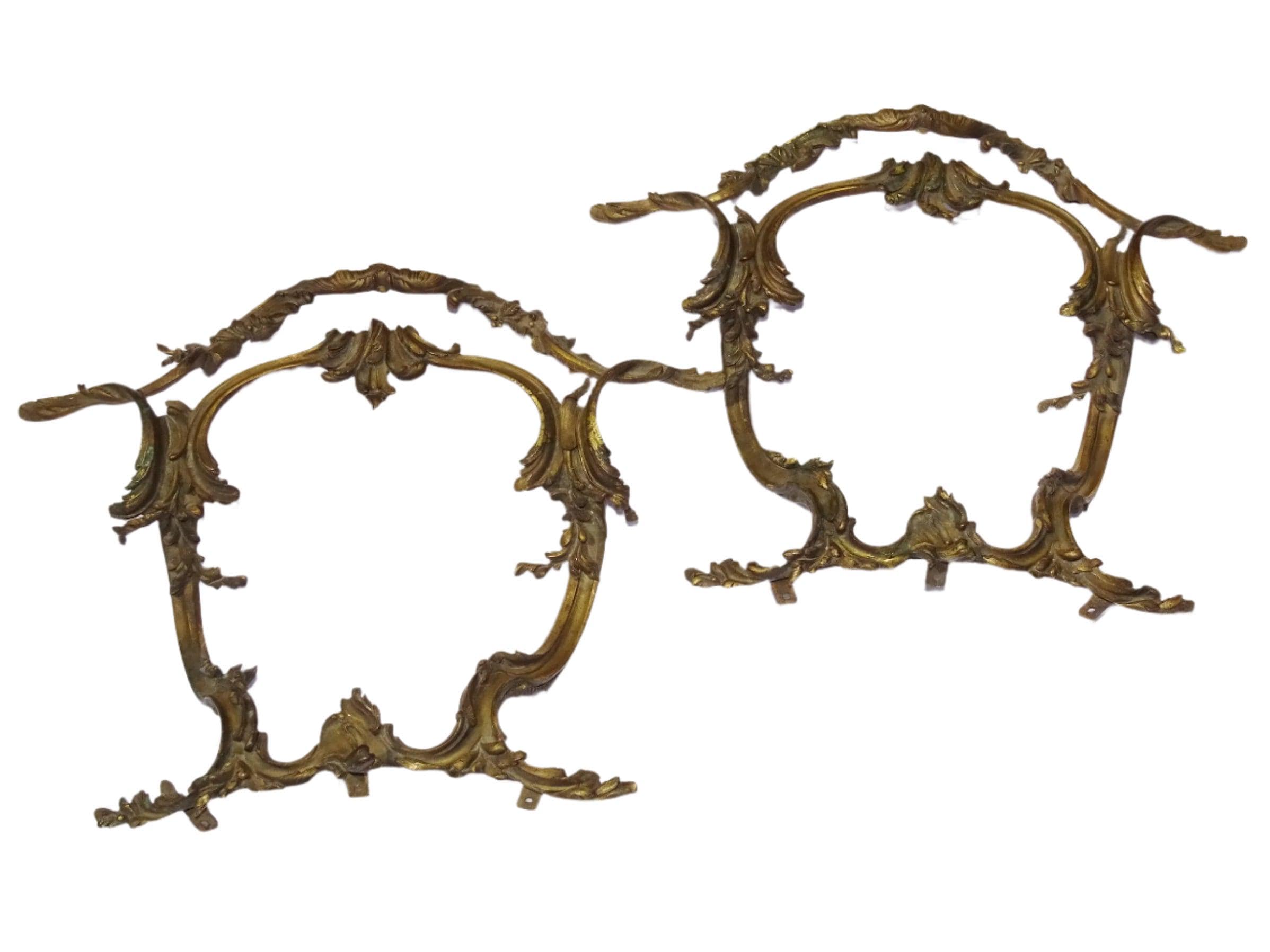 Pair of Antique French Gilt Bronze Furniture Pediments, Gold Garniture ...