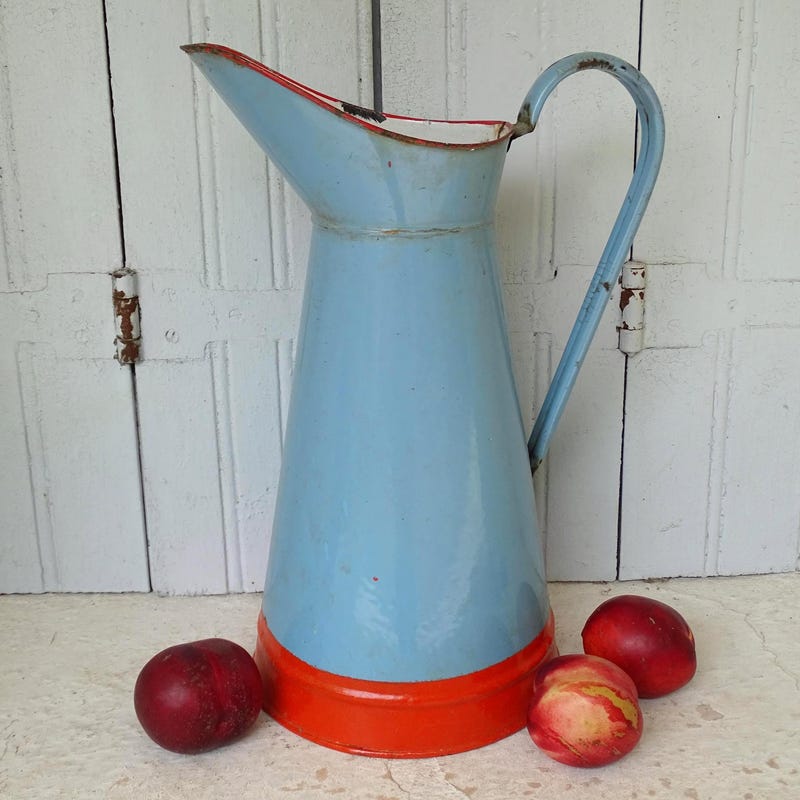 French Enamelware Pitcher - Etsy