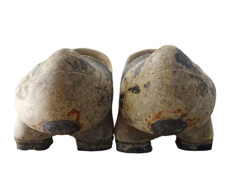 11" Vintage Spanish Cantabrian Albarcas Wooden Shoes, Old Wood Clogs ...