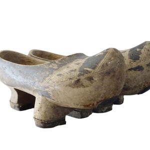 11" Vintage Spanish Cantabrian Albarcas Wooden Shoes, Old Wood Clogs ...