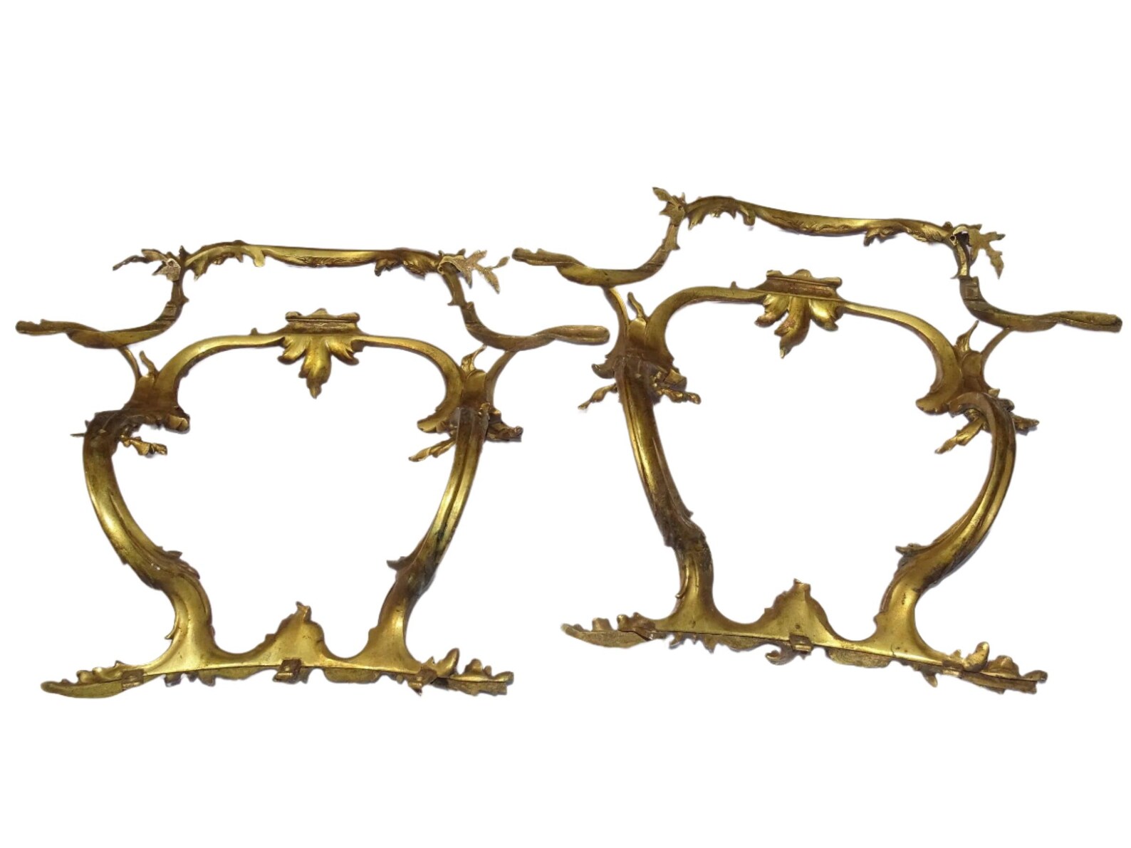 Pair of Antique French Gilt Bronze Furniture Pediments, Gold Garniture ...