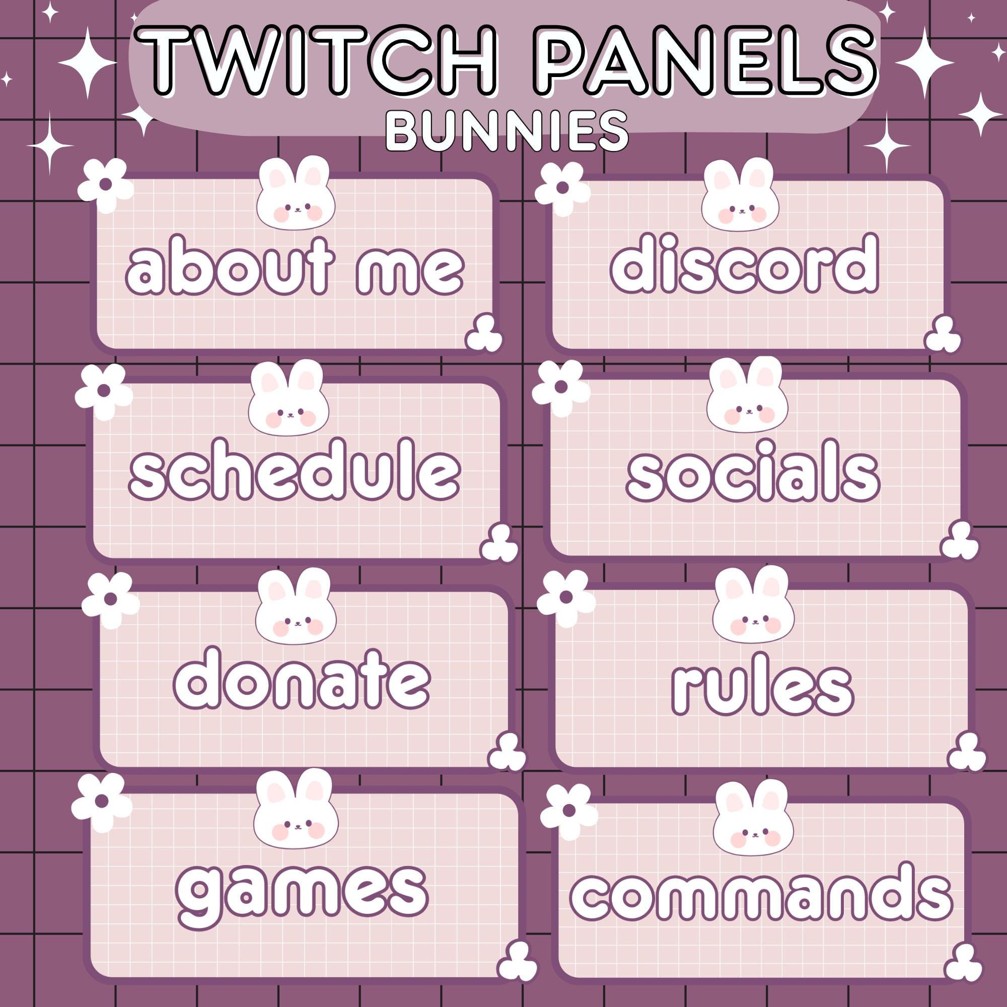 Cute Bunny Twitch Panels | Twitch Background | Twitch Profile | Bunnies ...