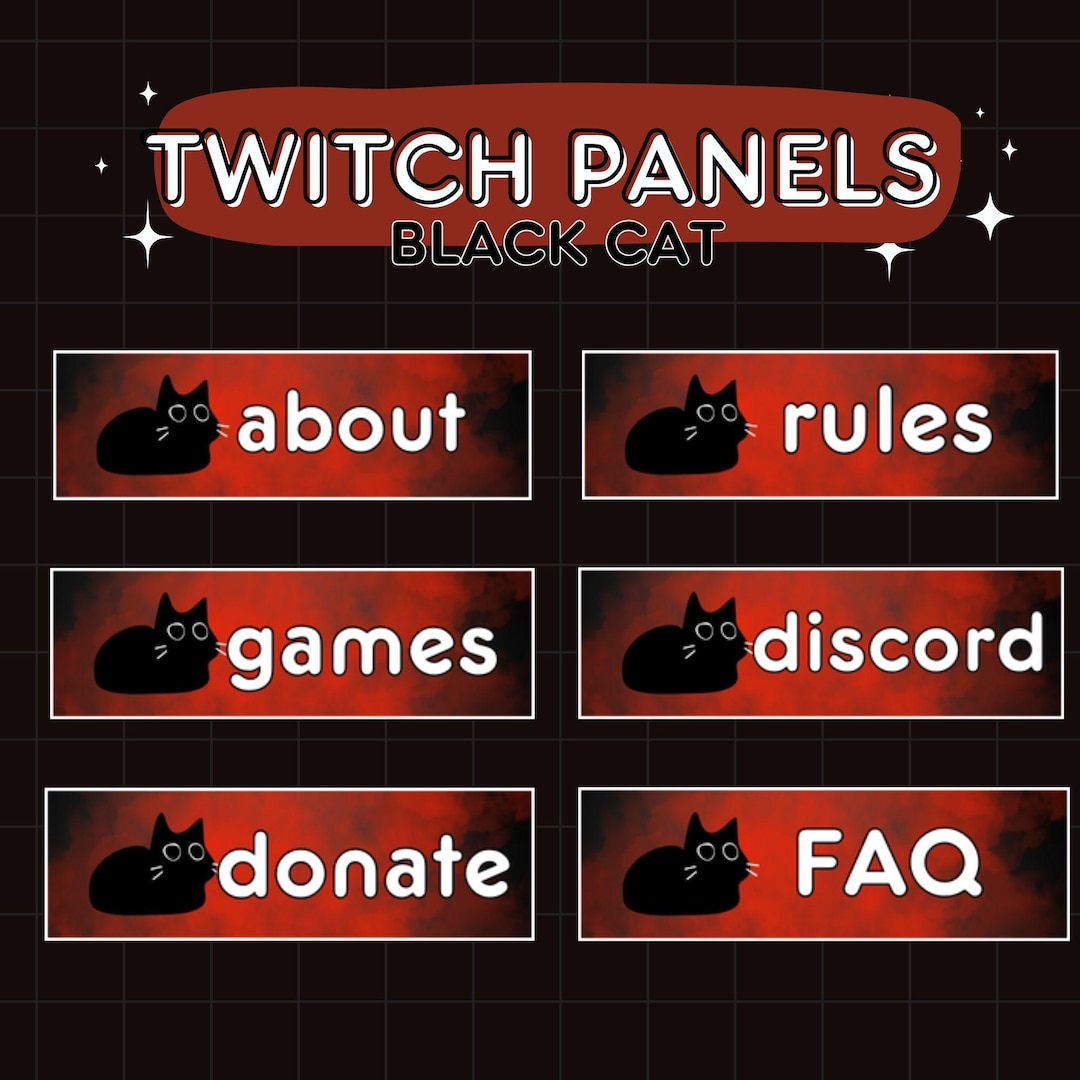 Cute Black Cat Twitch Panels | Twitch Background | Twitch Profile ...