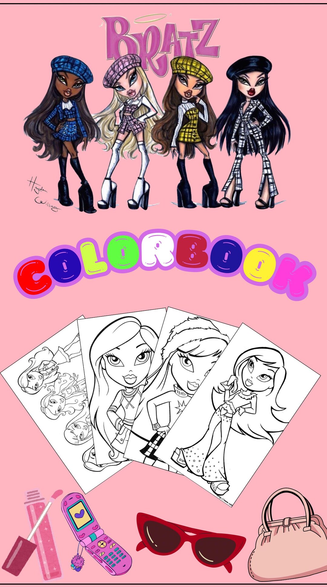 Bratz Coloring Book for Kids and Adults, Digital Templates, Fashion ...