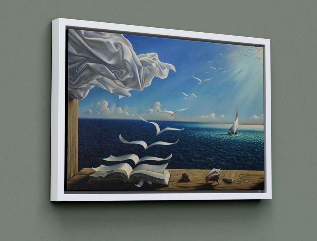 Salvador Dali - Book to Birds, Reproduction Canvas Home Decor, Dali ...