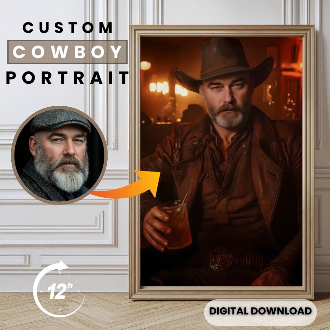 Custom Cowboy Portrait – Personalized Western Gunslinger Artwork From ...