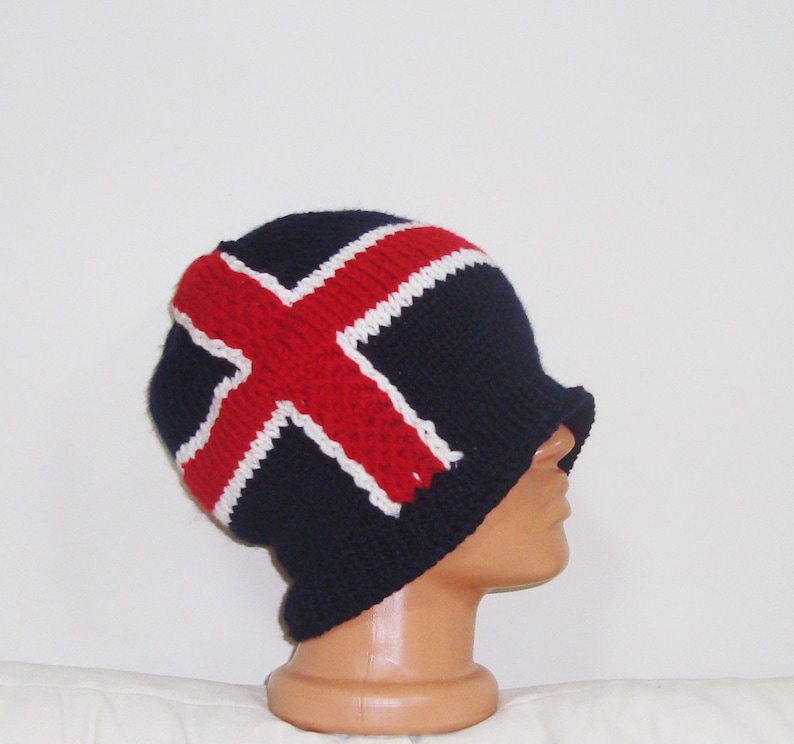 Iceland Flag Hat Hand Knitted With Ear Flap's Icelandic - Etsy Sweden