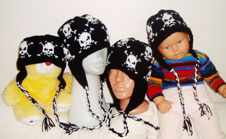 Family Matching Hats Winter Outfit Set Skull Knit Hats Family - Etsy