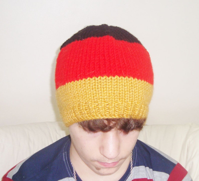 Winter German Flag Beanie Hat Hand Knit Knitted Germany Gifts - Etsy