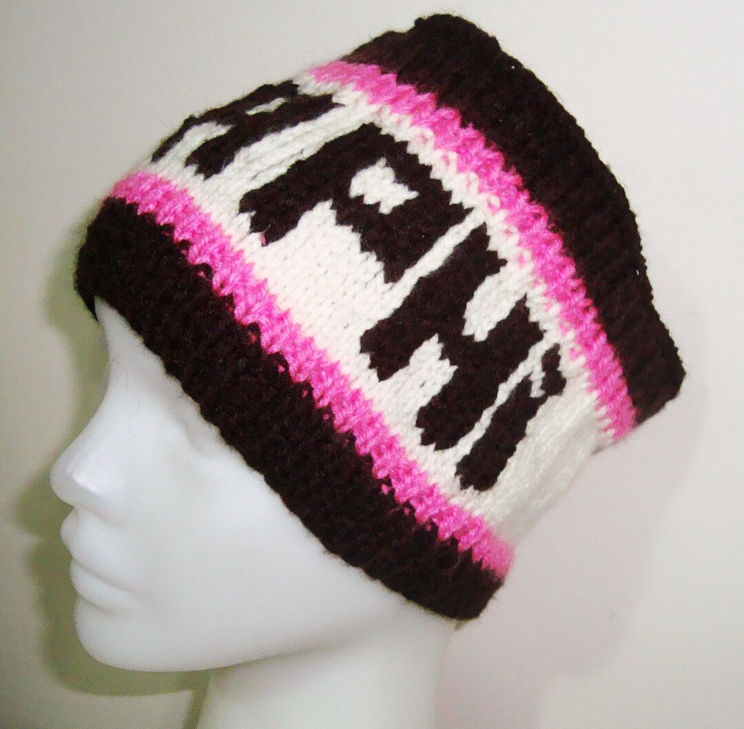 Hand Knit Headbands in Brown, Ivory, Pink Word, Name, Letters Head Band ...