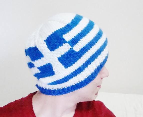 Greek Flag Hat Greece Gifts Men for Women Winter Hand Knit | Etsy