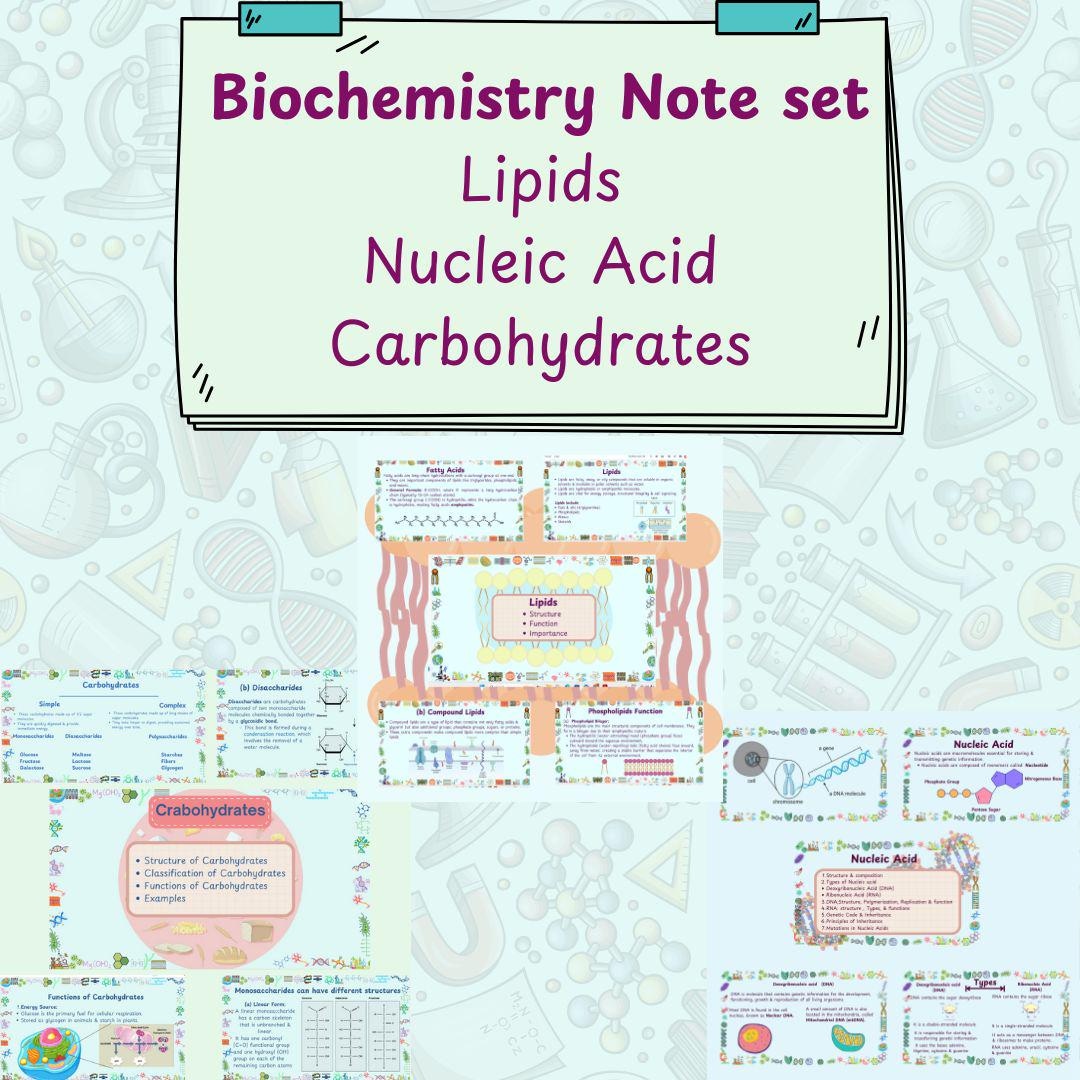 Biochemistry Notes: Carbohydrates| Lipids| Nucleic Acid| Etsy Notes ...
