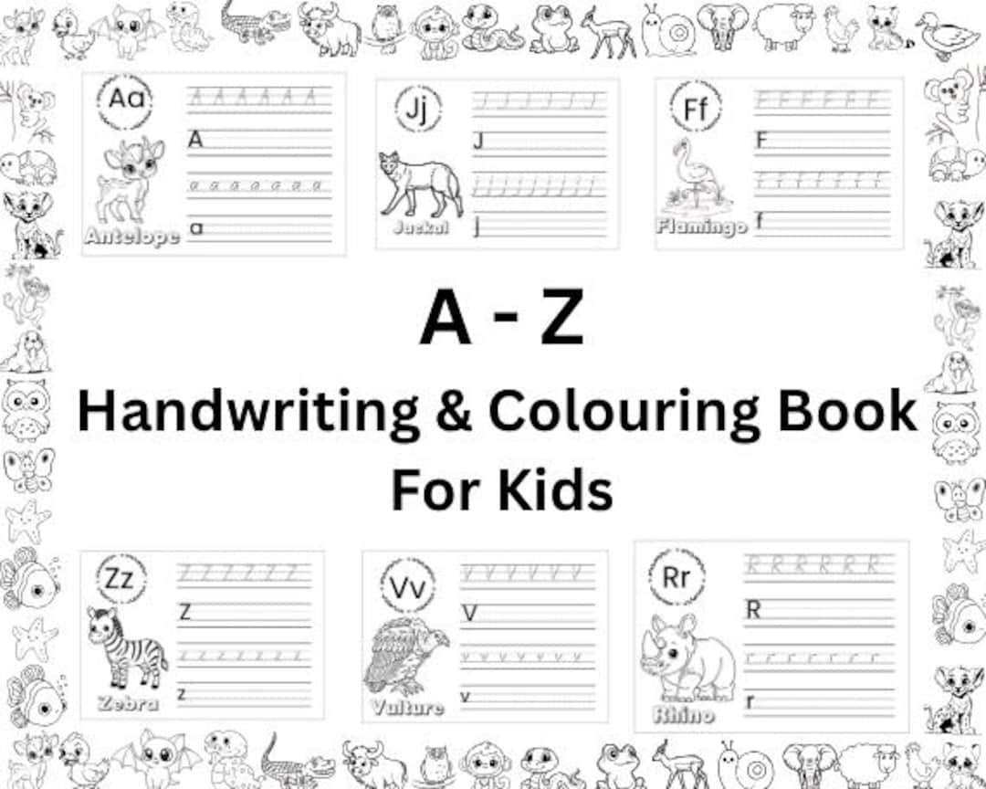 Animal Alphabet Handwriting Book: A-Z Coloring Pages, Summer Learning ...