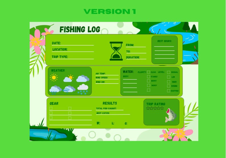 Fishing Log Book | Printable & Fillable Fishing Journal | Track Catches ...