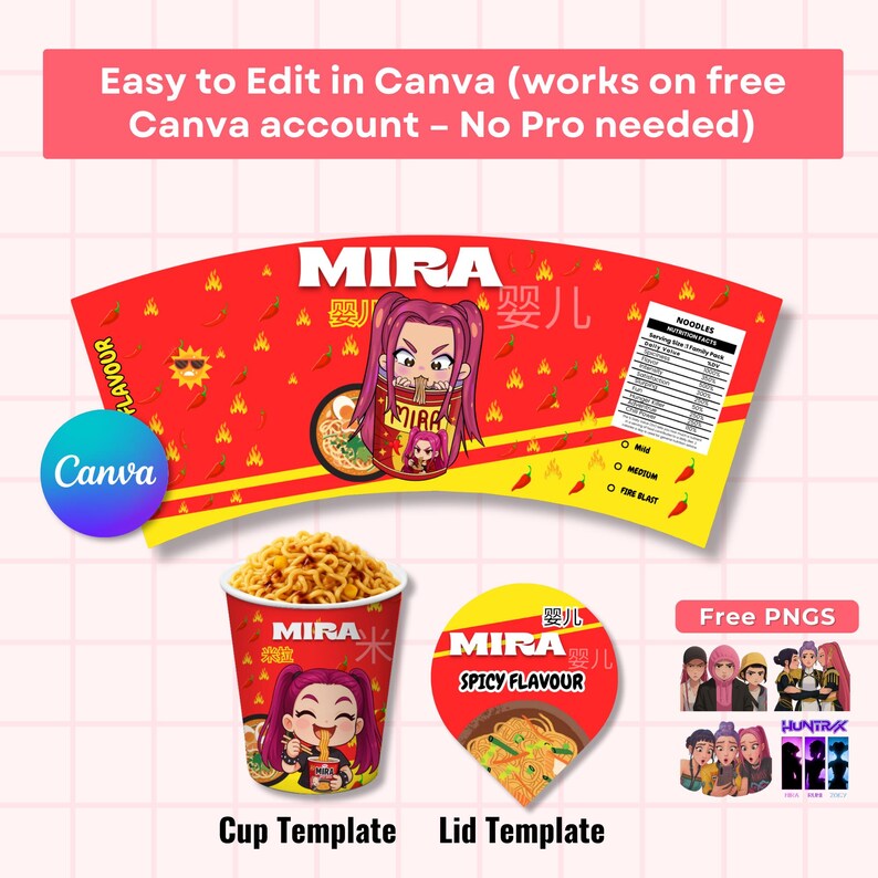 Kpop Demon Hunters, Cup Noodle Labels Ramyeon, Cosplay Party Huntrix ...