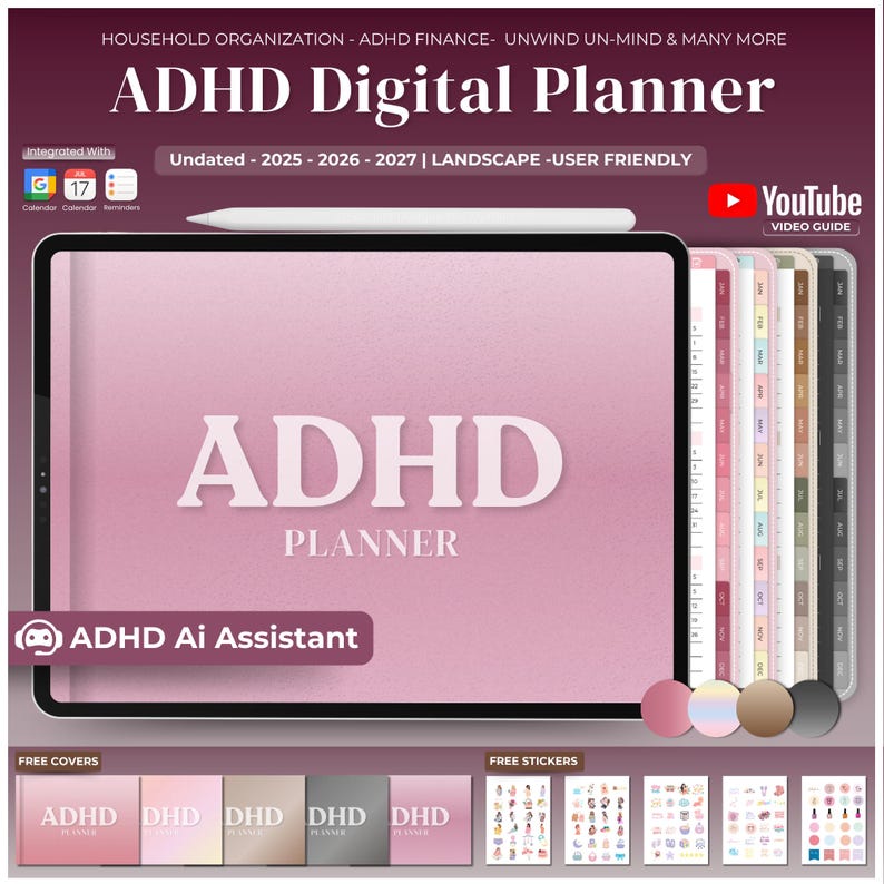 2025 2026 2027 ADHD Planner-adhd Digital Planner-ipad Planner-goodnotes ...